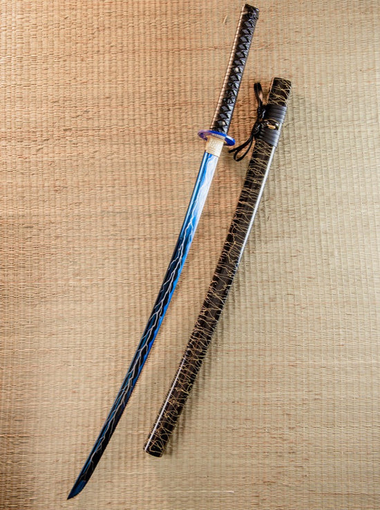 Fantasy Katana Sword Series: Blue Lightning Katana (1060 Carbon Steel) – Mini Katana
